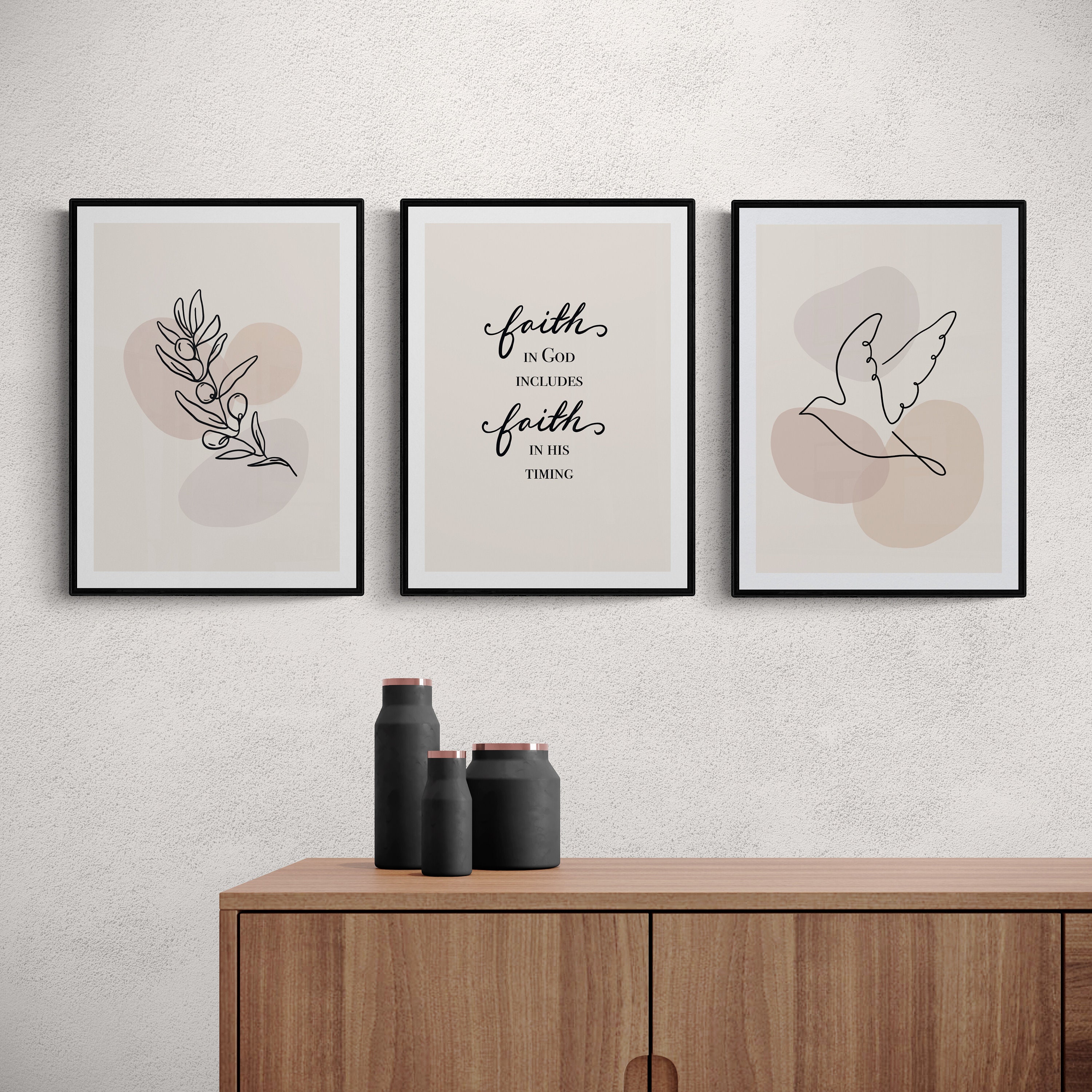 Psalm 27:14 Faith Line Art | Modern Minimalist Christian Wall Art ...