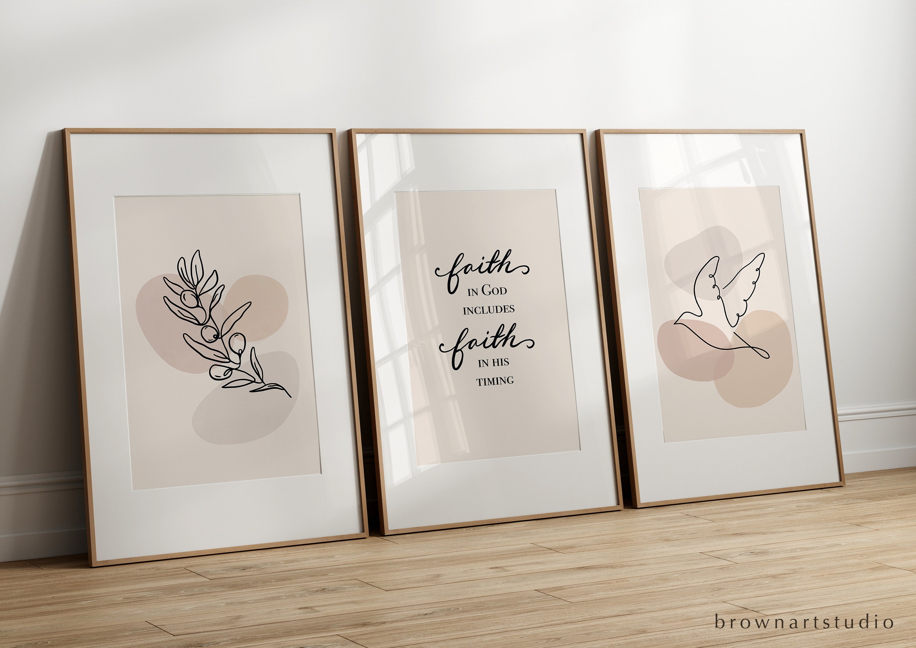 Psalm 27:14 Faith Line Art | Modern Minimalist Christian Wall Art ...