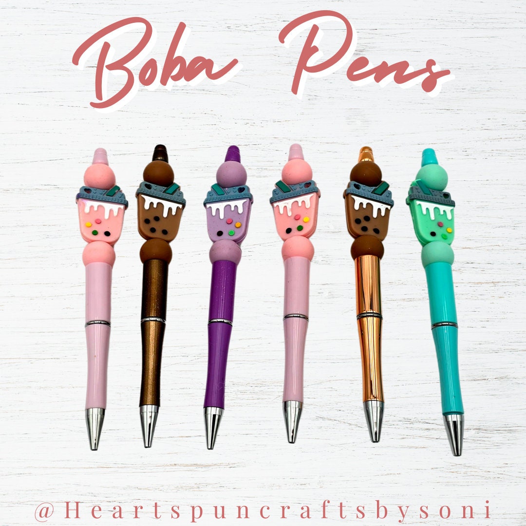 Black Ink Beaded Boba Pen 1 Penpurple - Etsy