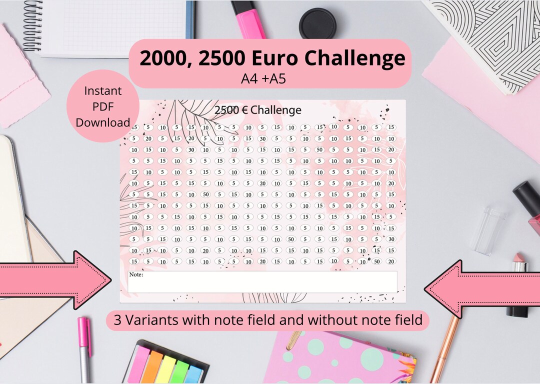 2000 2500 Euro Savings Challenge, A4 A5 (instant Download) - Etsy