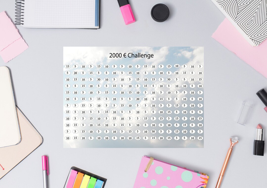 2000/2500 Euro Savings Challenge, Tracker Printable (instant Download ...