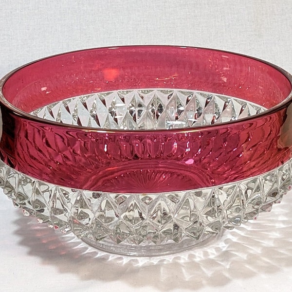 Diamond Point Cranberry Glass Bowls - Etsy
