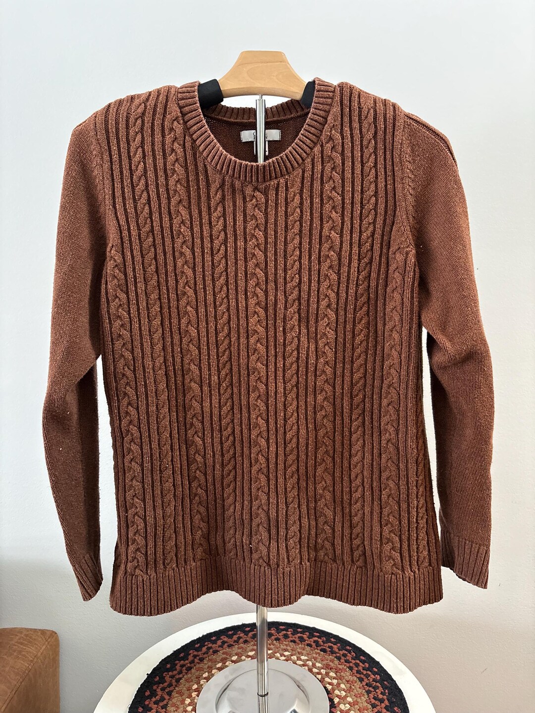 Croft and Barrow Women's Cotton Braid Knitted Brown, Long Sleeve ...