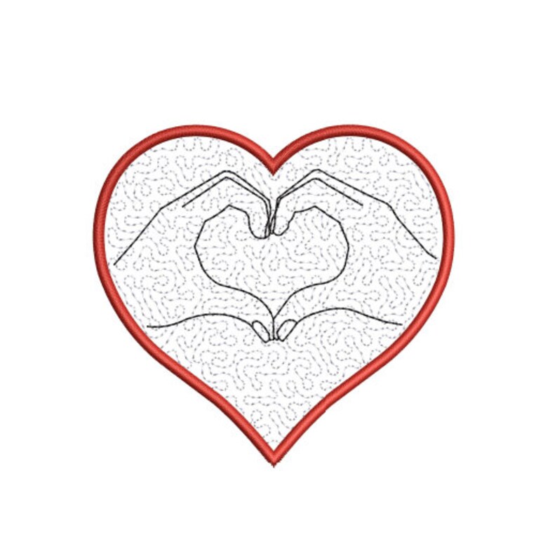 Hands in Heart Shape Embroidery File Manually Digitized Machine ...