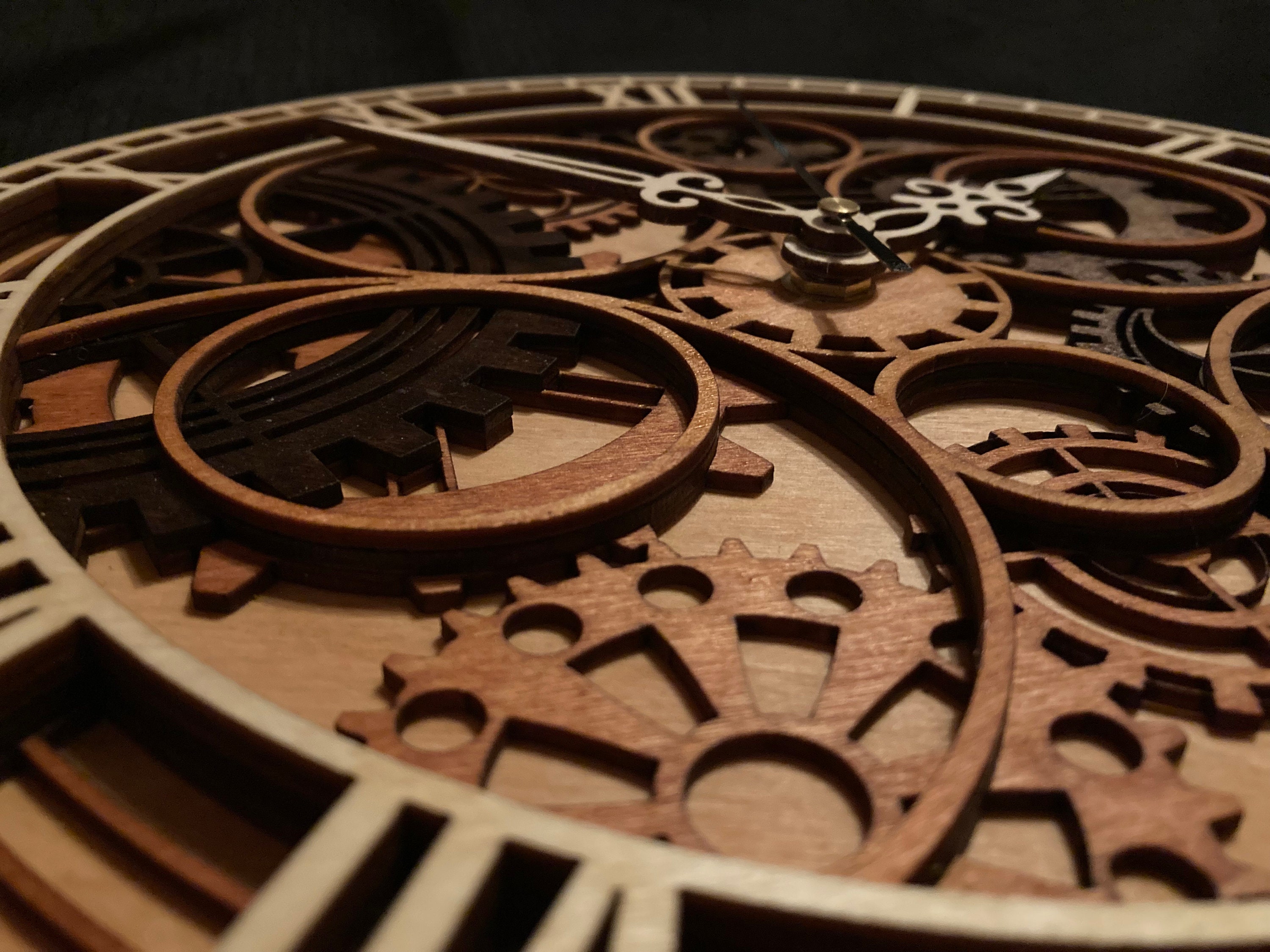 Wood Clock 5-layer Laser Cut Clock Gear Design Wall Art Unique Clock ...