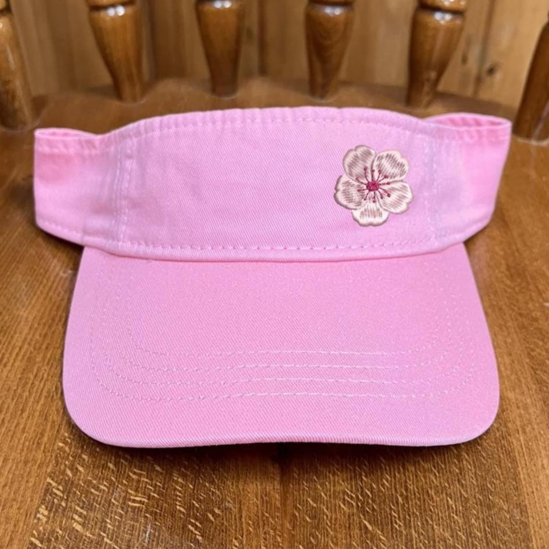 Cherry Blossom Sun Visor, Embroidered Flower Design, Custom Embroidery ...