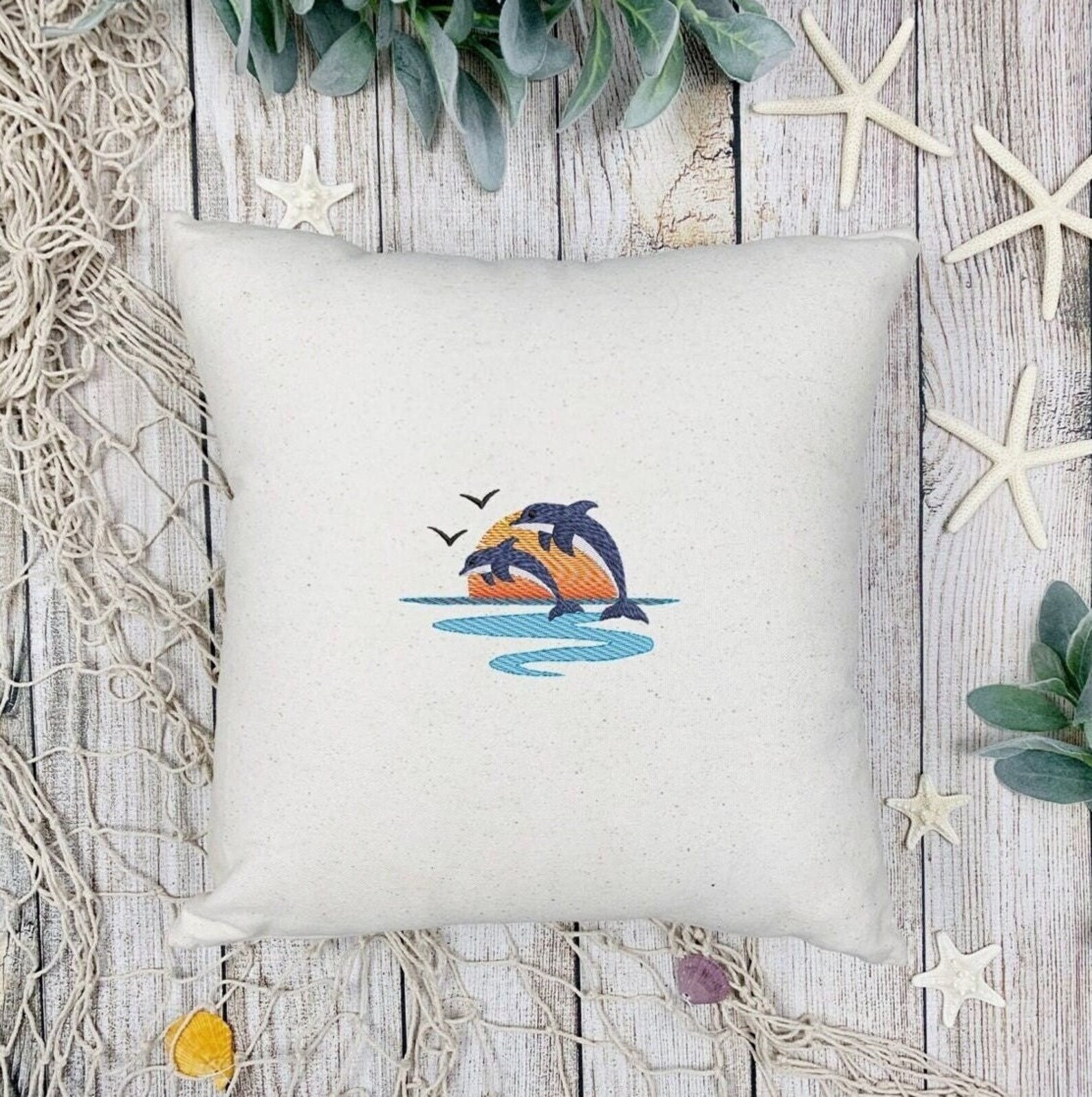 Dolphins Sunset Embroidery File | Manually Digitized Machine Embroidery ...