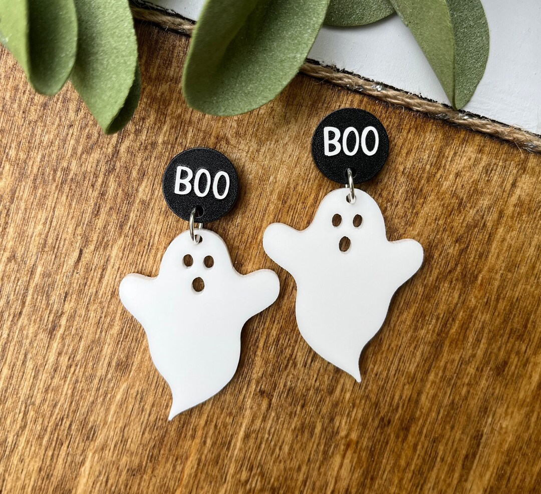Ghost Earrings | Halloween Earrings | Prism Iridescent | BOO Earrings ...