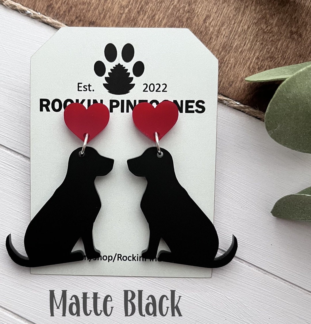 Black Dog Earrings Acrylic Dog Earrings Labrador Dog Earrings Lab ...