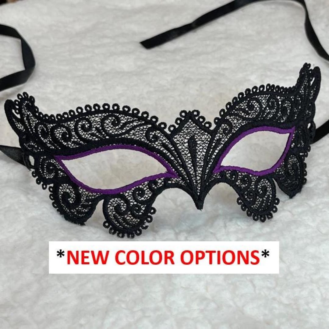Black or White Lace Mask, Custom Colors, Embroidered Masquerade Ball ...