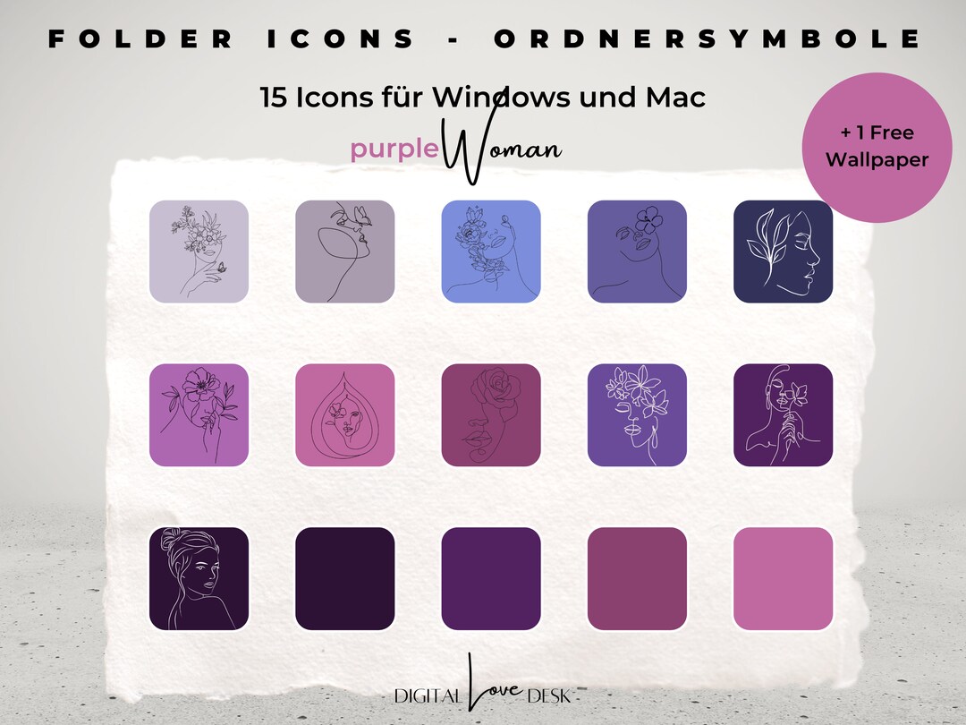 15 Purple Woman Desktop Folder Icons, Desktop Folders Mac and Windows ...