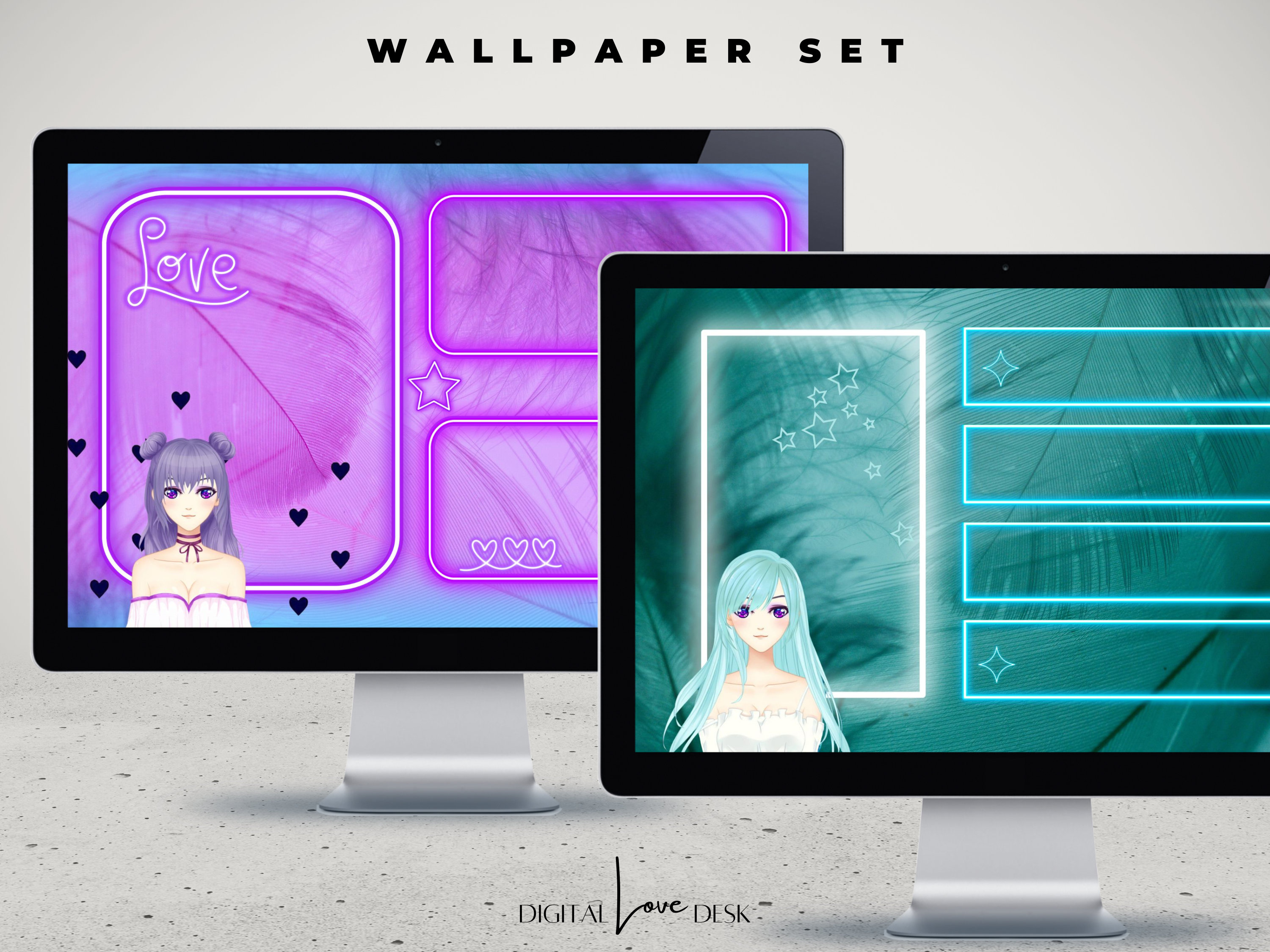 2 Manga Desktop Wallpaper Desktop Organizer PC und MacBook - Etsy.de