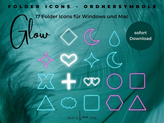 17 Folder Icons GLOW Desktop Folder Icons Desktop Folders Mac - Etsy