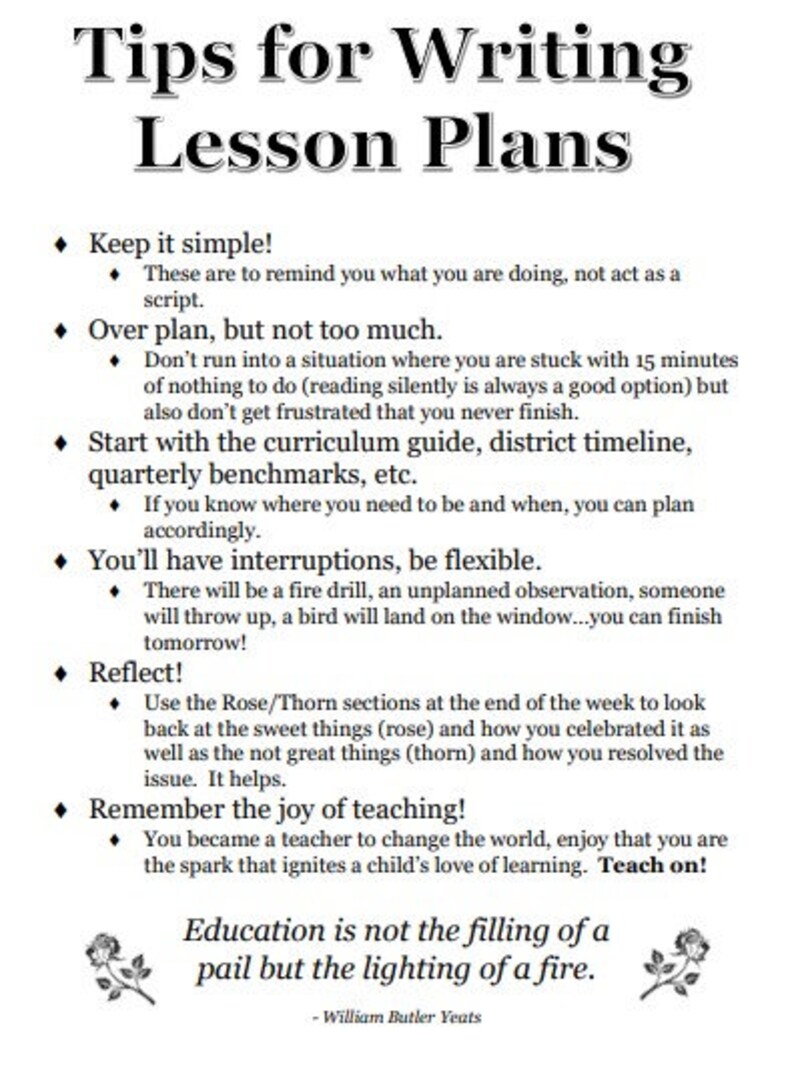 Rose Themed Lesson Planner - Etsy