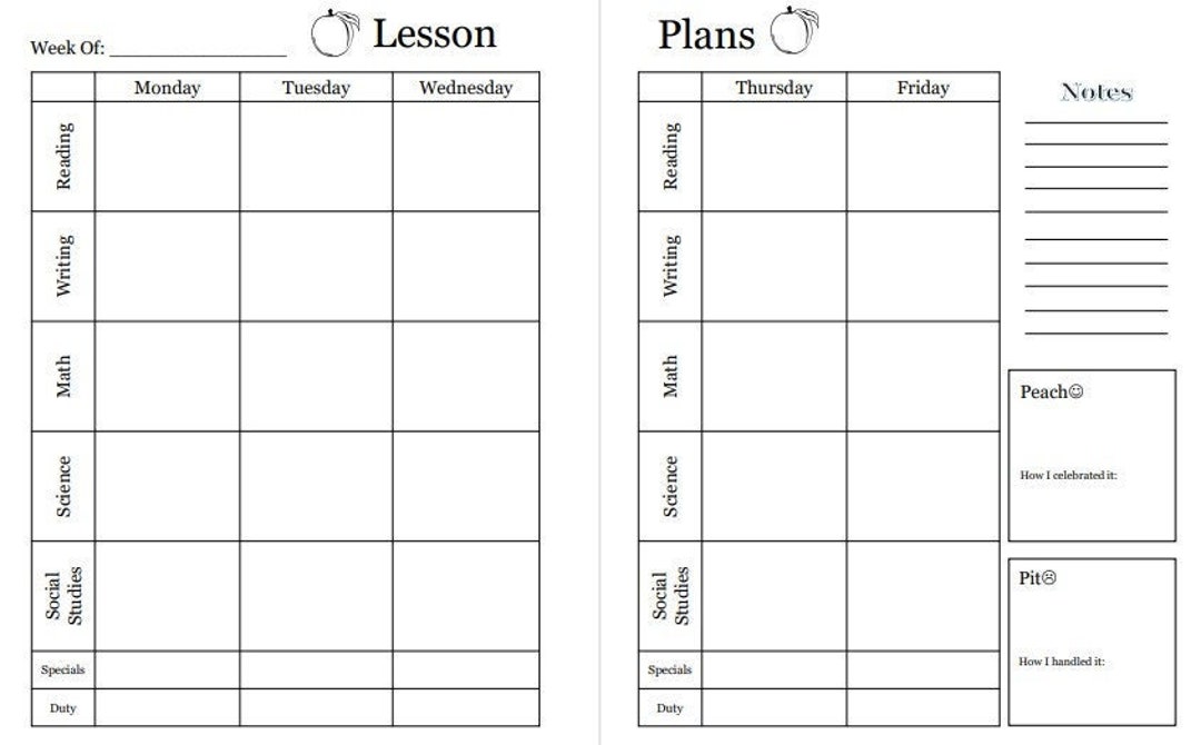 Peach Themed Lesson Planner - Etsy
