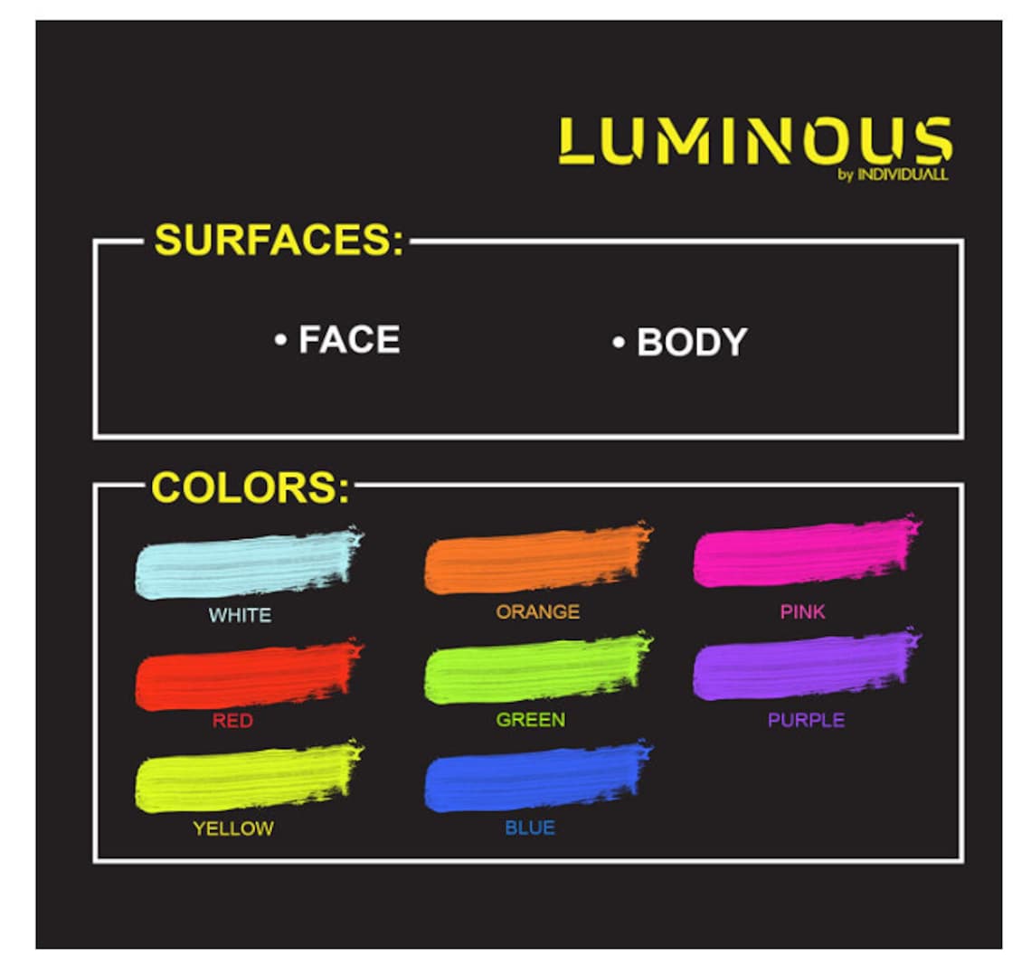 LUMINOUS UV Body Paint Set /black Light Neon Make-up Face & - Etsy