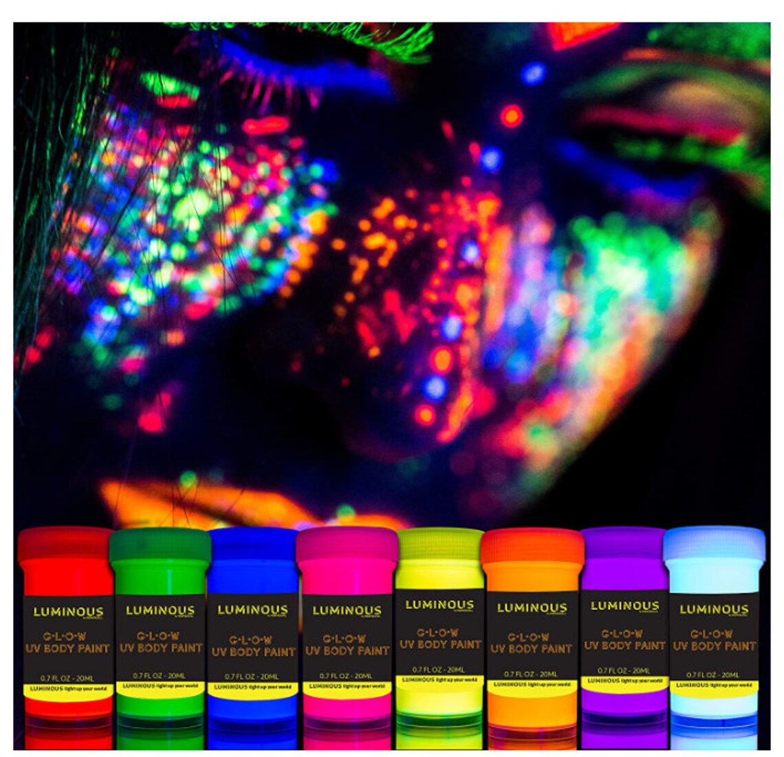 LUMINOUS UV Body Paint Set /black Light Neon Make-up Face & Body Paints ...