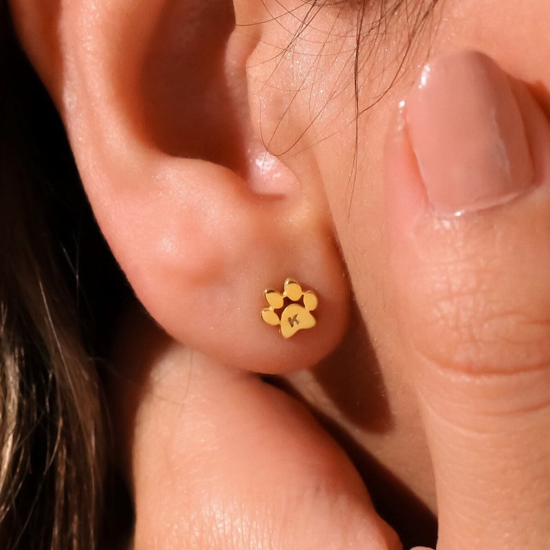 Tiny Dog Paw Stud Earrings - Etsy