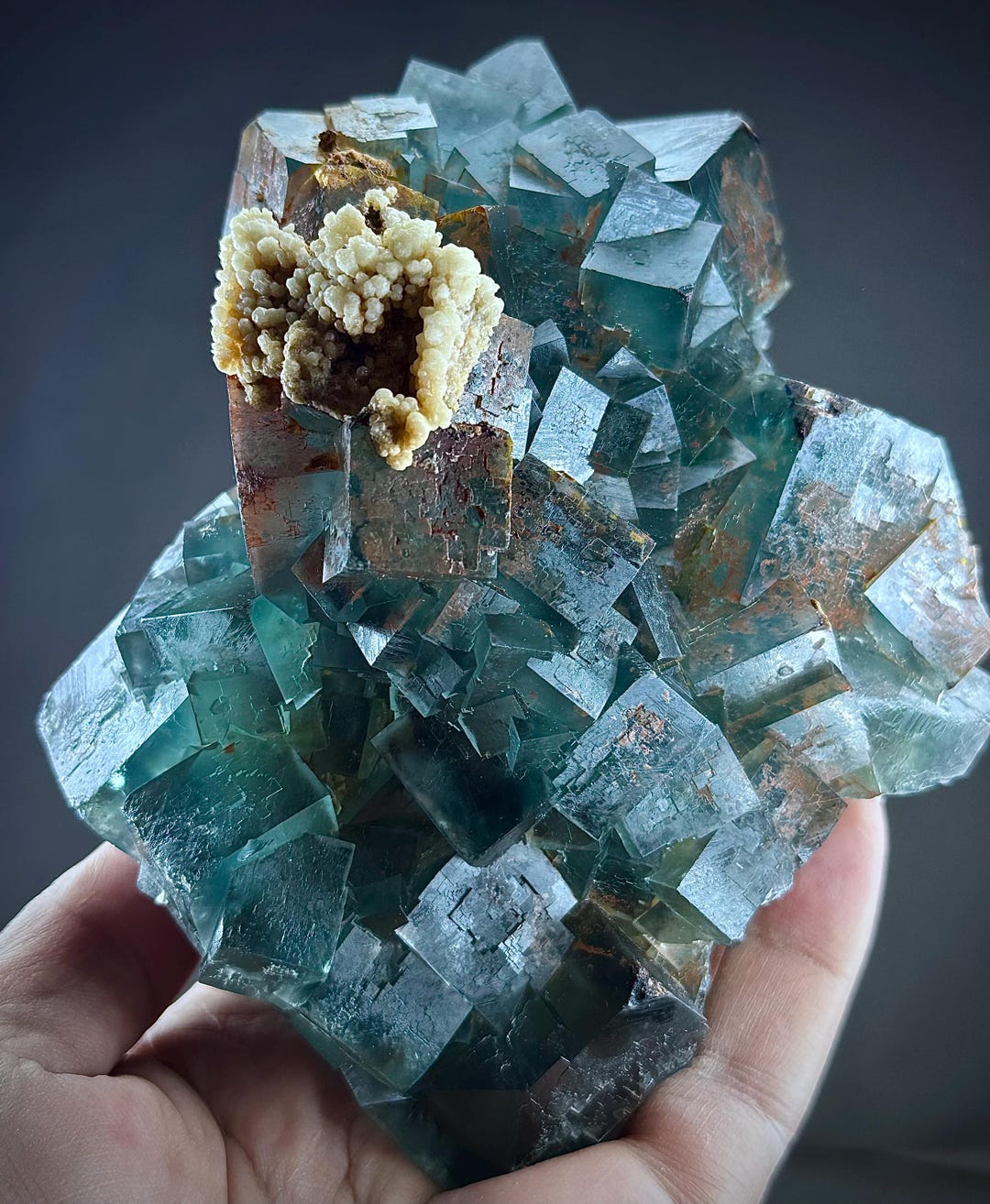 Verry Fluorescent Changing Color Fluorite With Calcite in Perfect ...