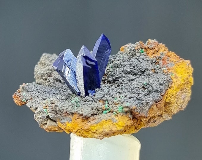 Azurite Flower Triple Crystals on Geotite Perfect Conditions 3.5x2.5x2 ...