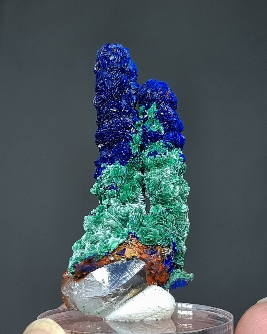 Twin Quartz Crystal Coated by Azurite and Malachite in Perfect ...