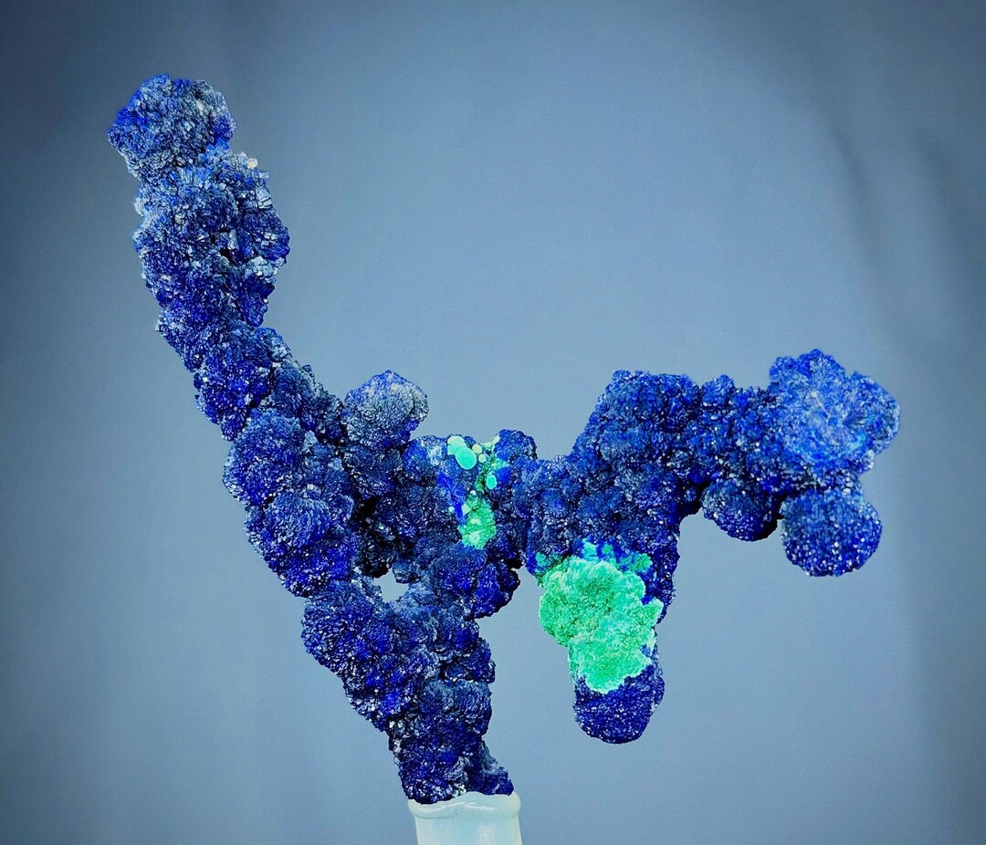 Interesting Cabinet Size Azurite With Malachite on Geotite Stalactite ...