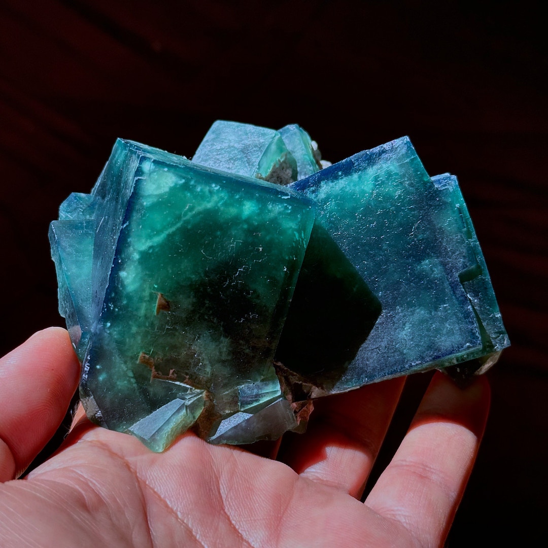 Changing Color Fluorite Twin Large Crystals in Perfect Conditions ...