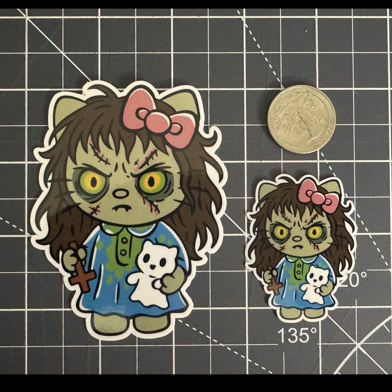 Possessed Girl Sticker – Exorcist Horror Kitty Mashup, Waterproof Vinyl ...