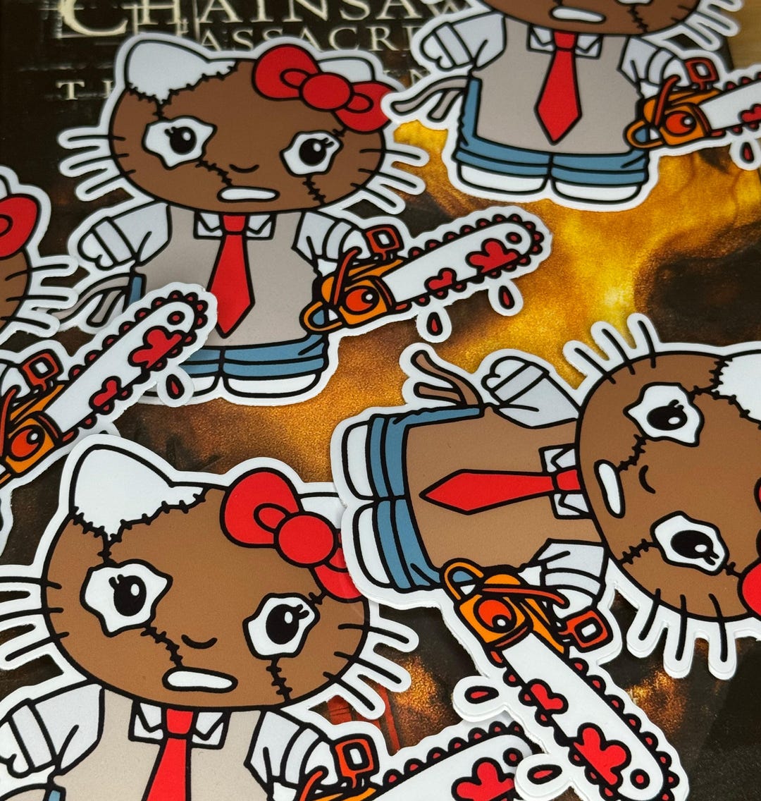 Hello Kitty Leatherface Sticker: Cute Meets Creepy With This Texas ...