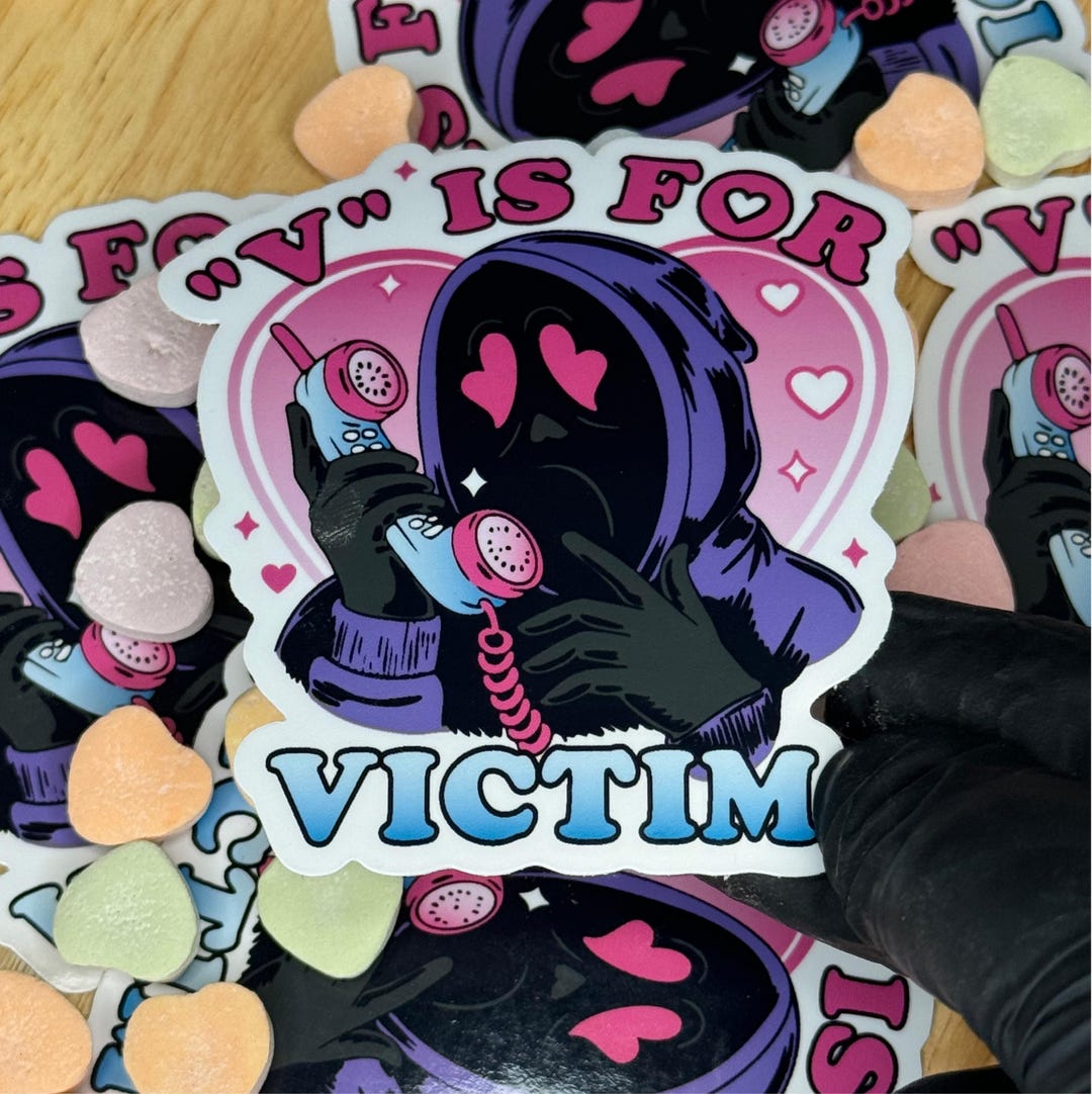 V is for Victim Sticker: Scream Inspired Spooky Valentine's Day Decor ...