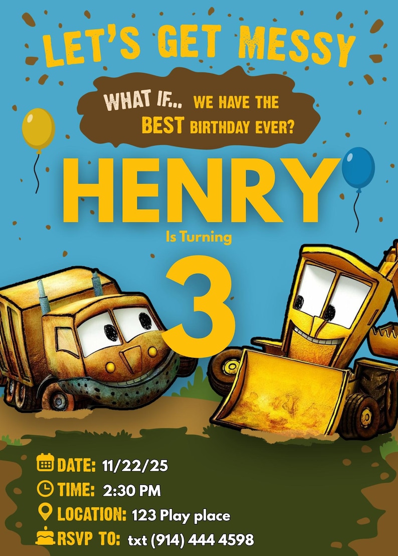 Editable Stinky & Dirty Birthday Invitation | Garbage Truck Party ...