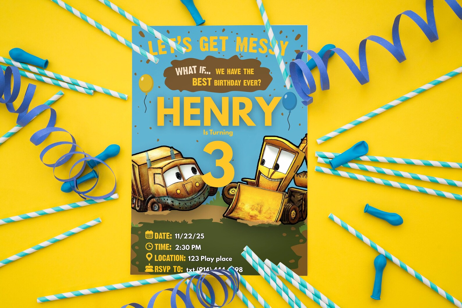 Editable Stinky & Dirty Birthday Invitation | Garbage Truck Party ...