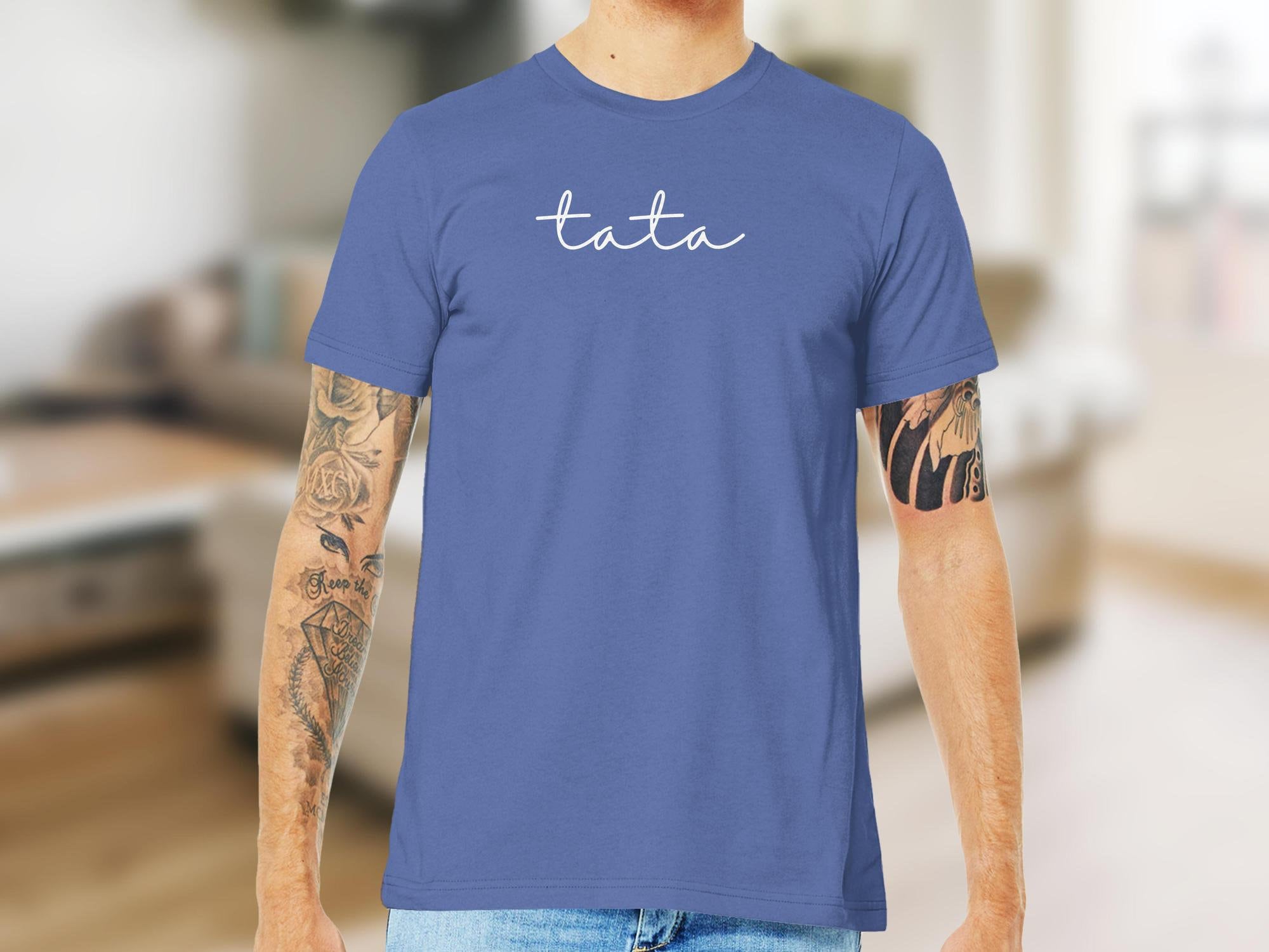 Minimalist Cursive Tata Dad T-shirt, Belarusian, Bosnian, Croatian, or ...