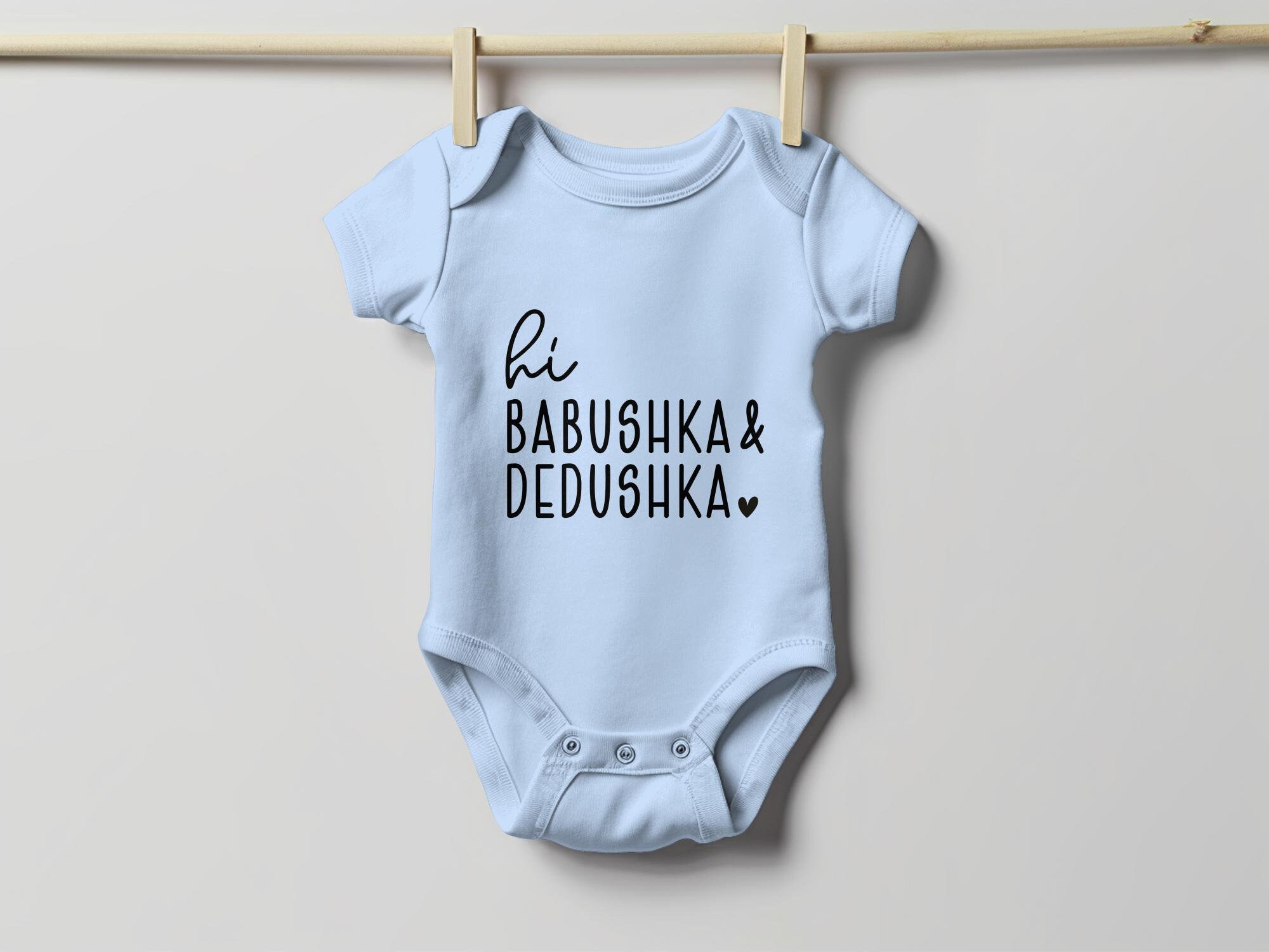 Hi Babushka and Dedushka Russian Pregnancy Announcement Baby Bodysuit ...