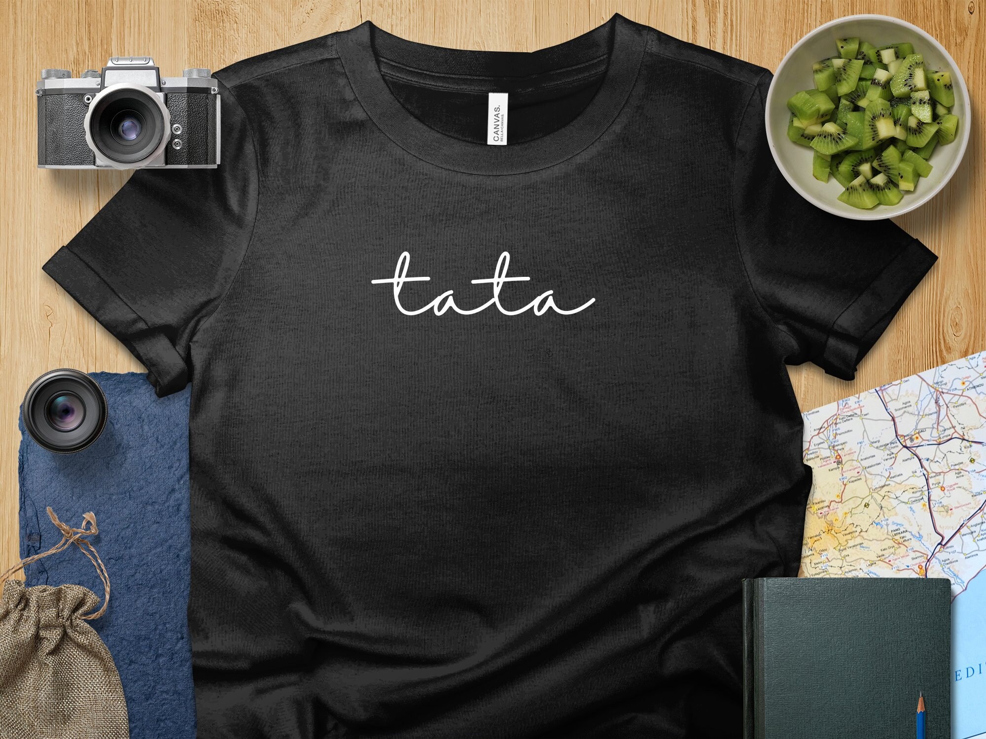 Minimalist Cursive Tata Dad T-shirt, Belarusian, Bosnian, Croatian, or ...