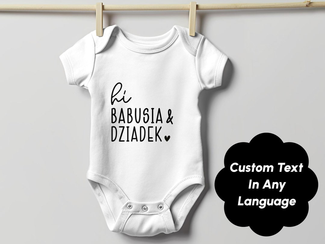 Hi Babusia and Dziadek Polish Pregnancy Announcement Baby Bodysuit Cute ...