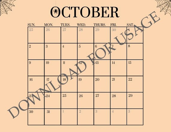 Minimalist October / Halloween Themed Calender 2022 - Etsy