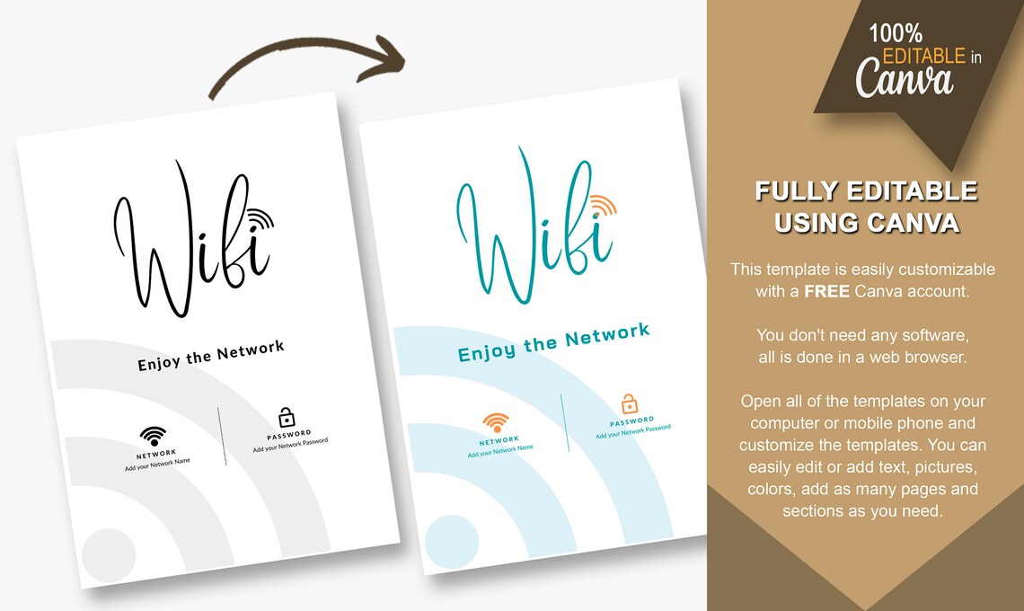 Wi-fi Password Sign Printable Template Wifi Sign Password - Etsy