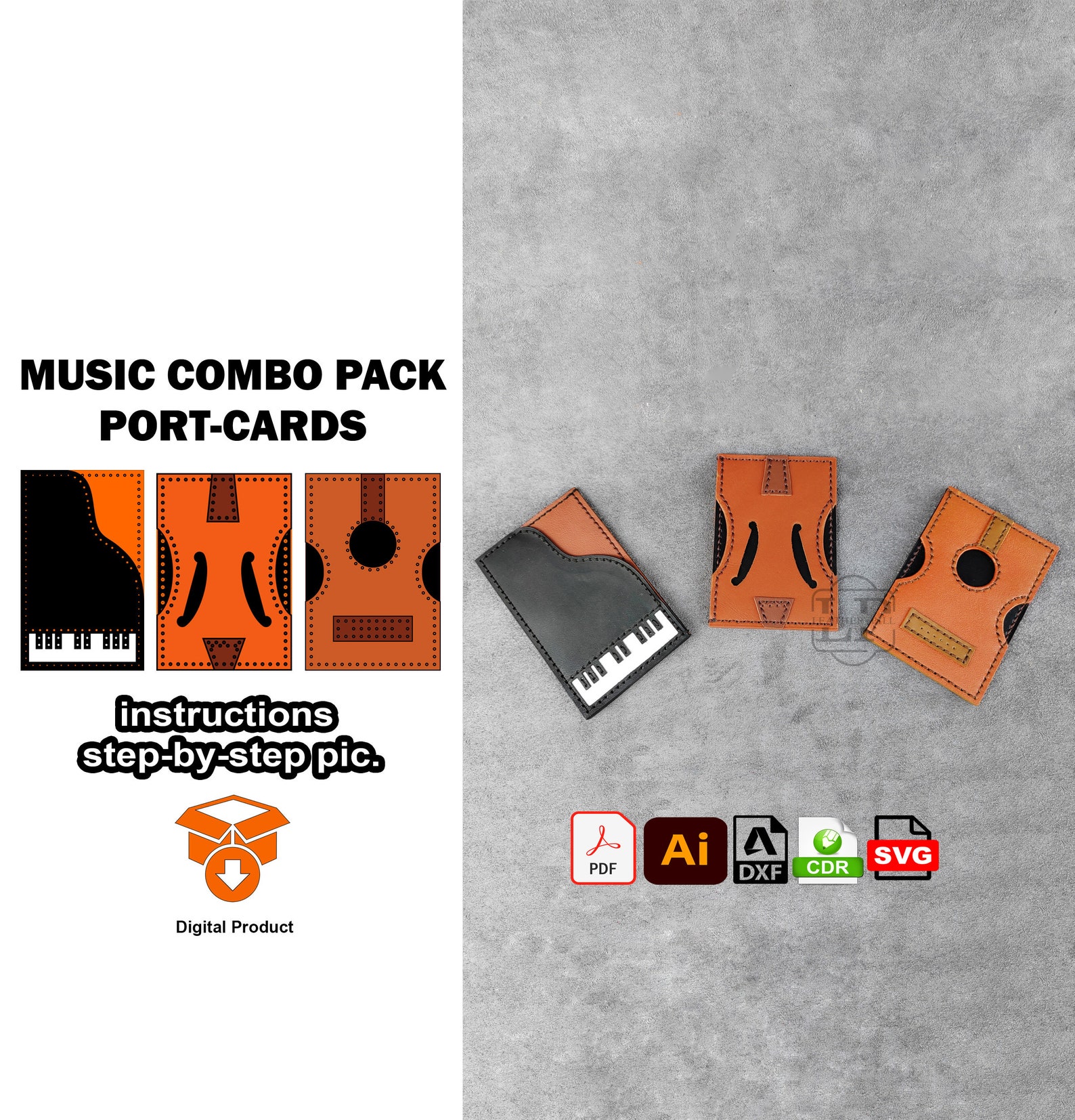 Instruments Card Holders Piano Guitar Violin Musical Port Cards Fun PDF ...