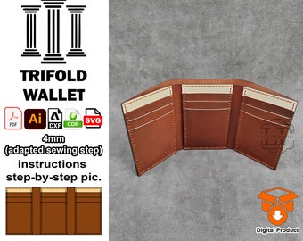 PDF Trifold Leather Wallet DIGITAL Pattern Template - Etsy