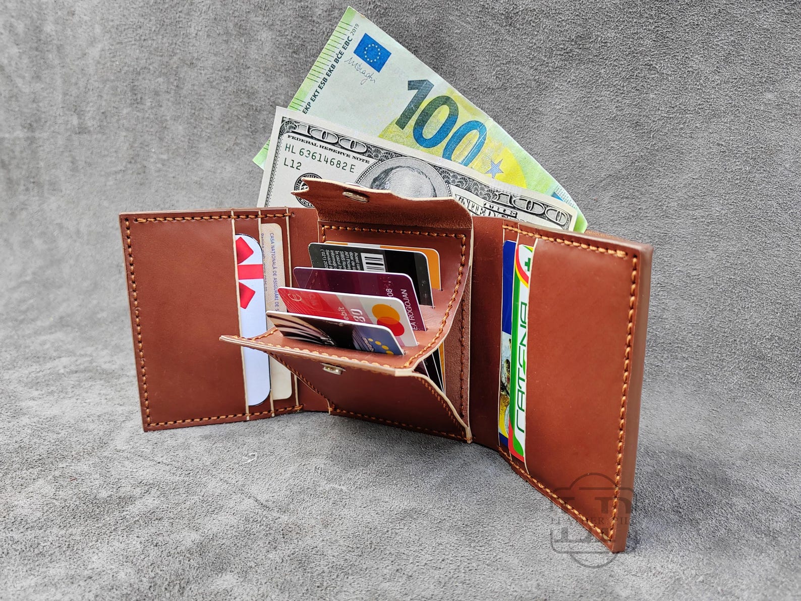 Trifold Horizontal Wallet Multi Cards Clever PDF, Leather Pattern ...