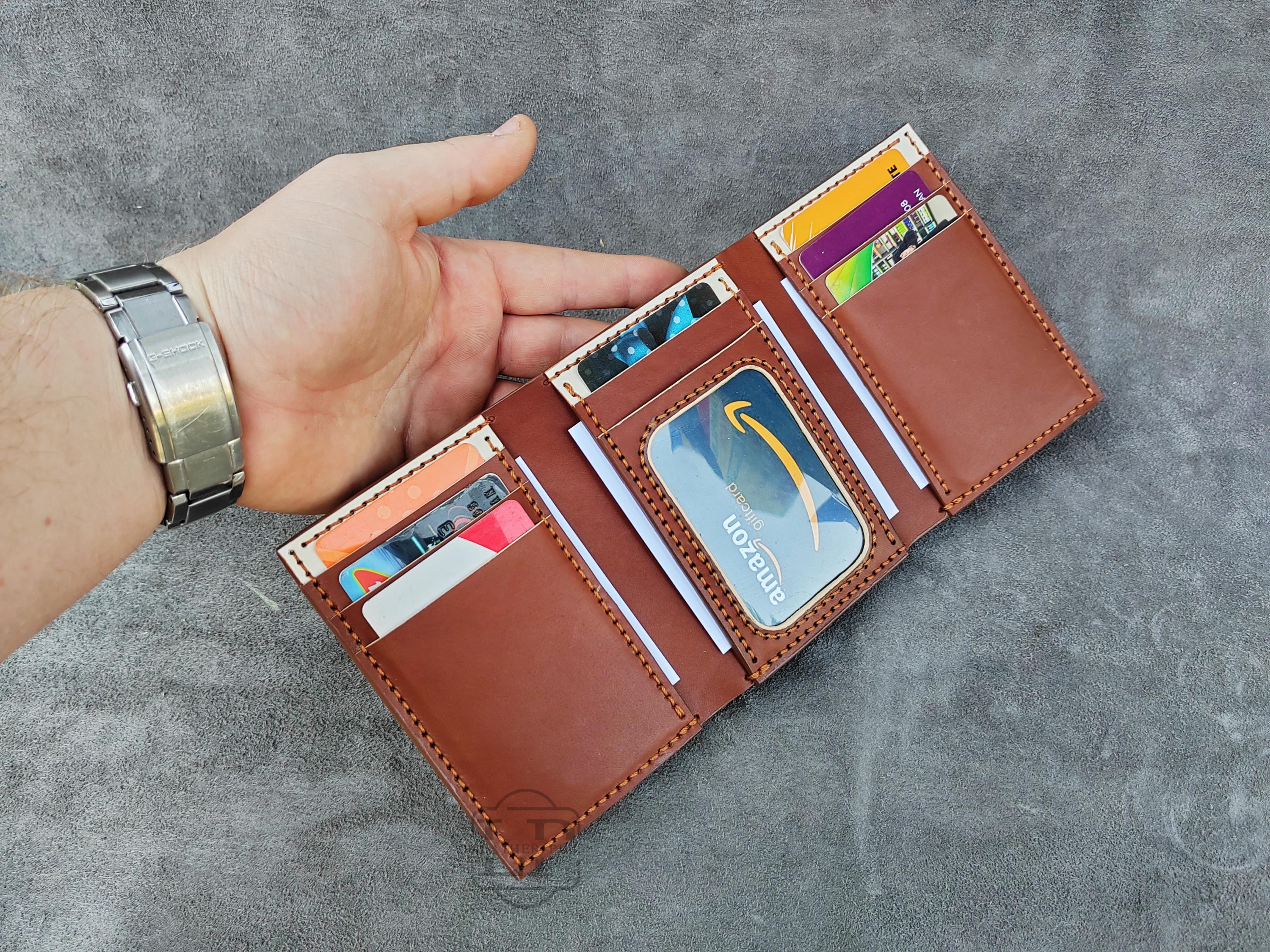 Trifold Wallet PDF With Glass Window, Leather Pattern, Leather Wallet ...