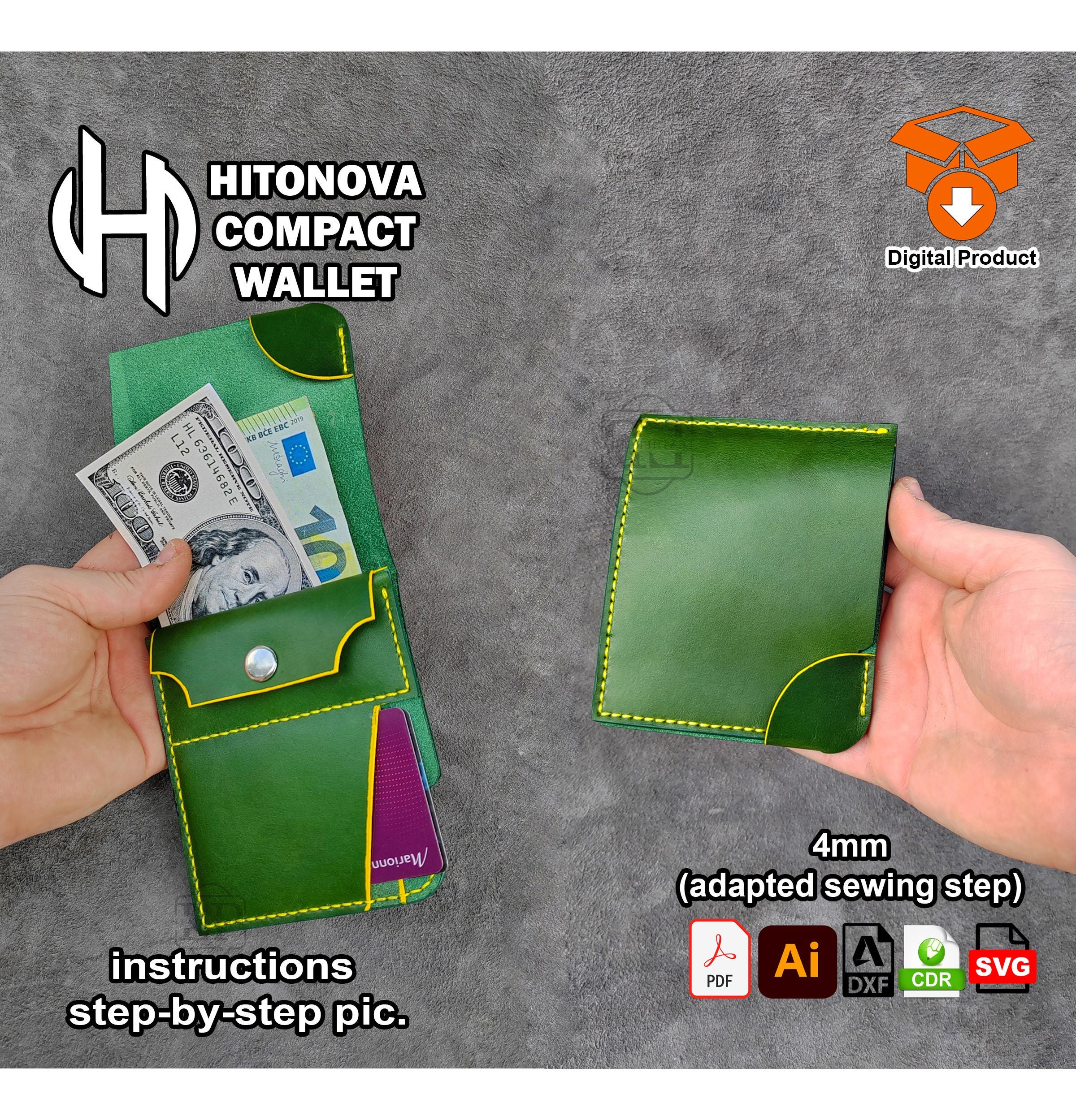 Compact Leather Wallet Template ''hitonova'' Bi Fold Wallet Special Style Japan Pattern 4mm ...