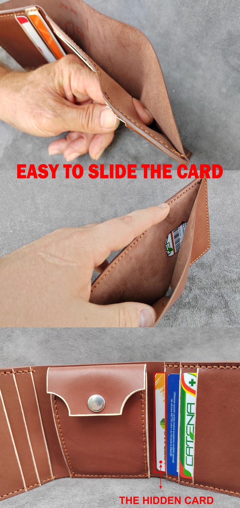 Trifold Horizontal Wallet Multi Cards Clever PDF, Leather Pattern ...