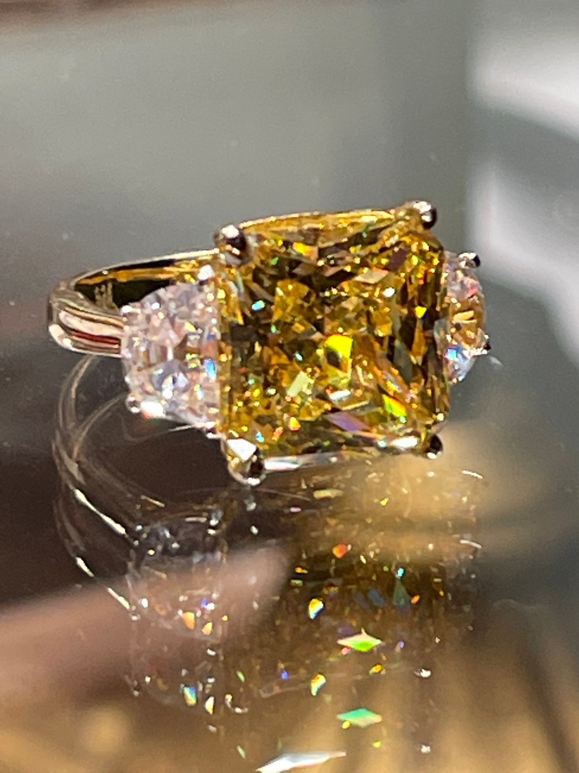 Canary Yellow Diamond Cz Ring - Etsy