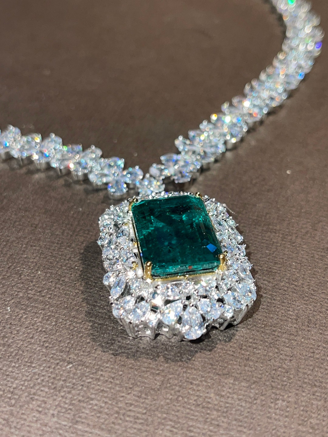 Emerald necklace Etsy