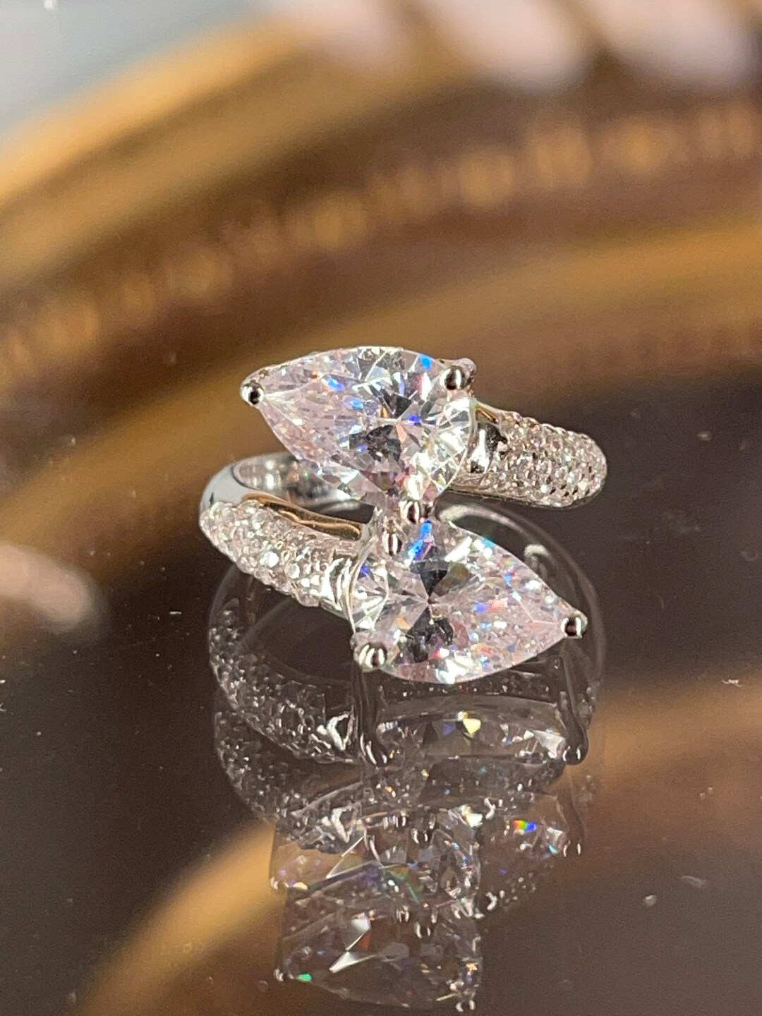 Pear Shape- Diamond Cz Ring - Etsy