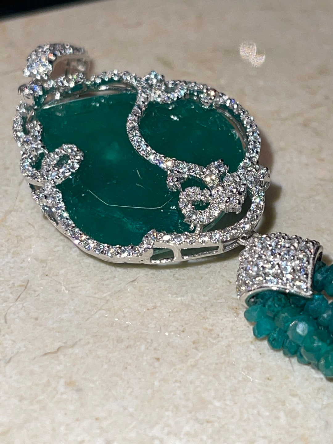 Emerald Necklace-tassel - Etsy