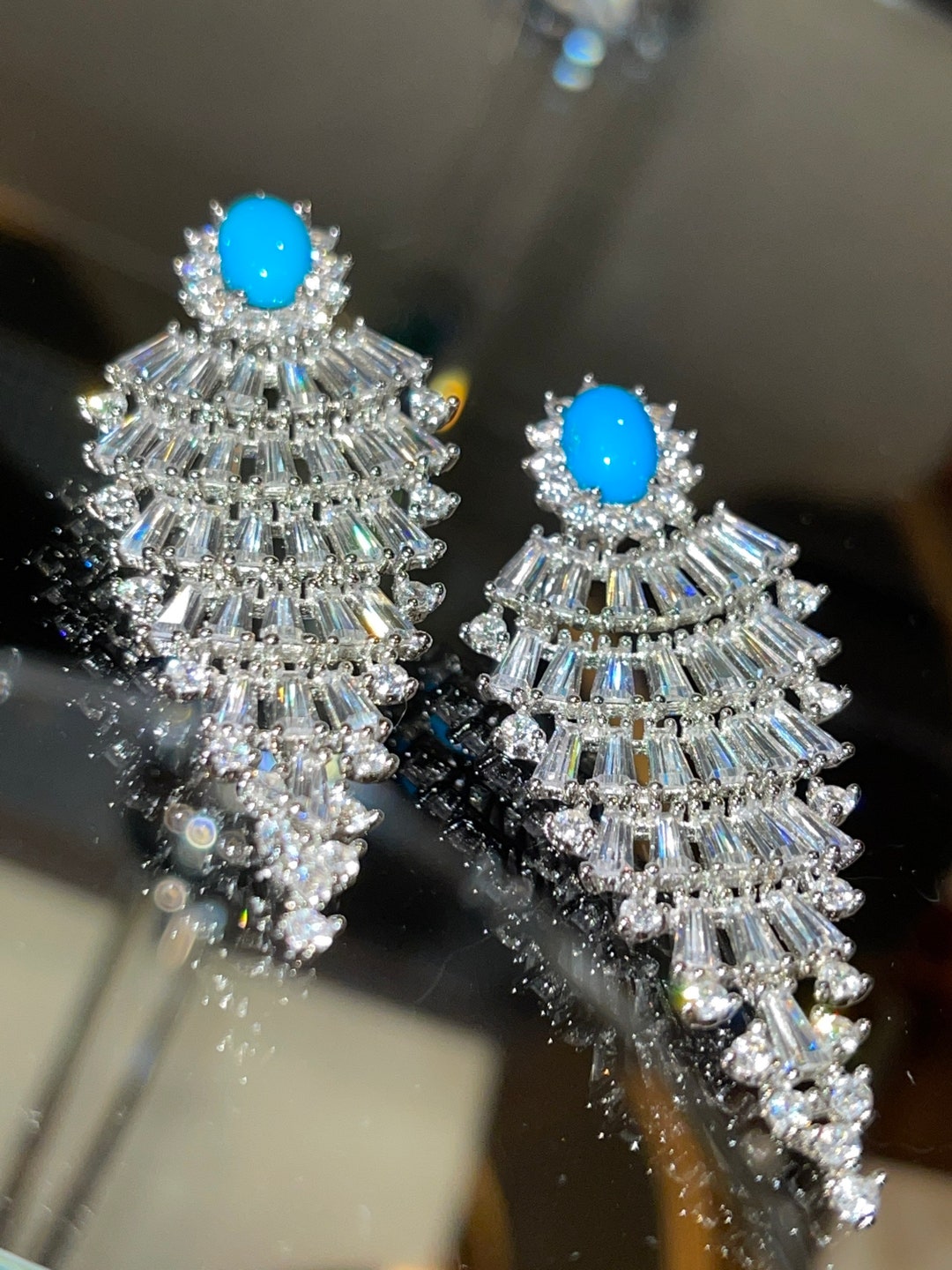 Turquoise Dangle Drop Earrings - Etsy