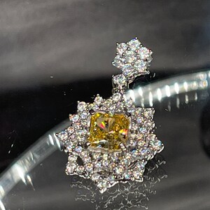 Canary Fancy Yellow Princess Cut Diamond CZ Pendant Necklace - Etsy